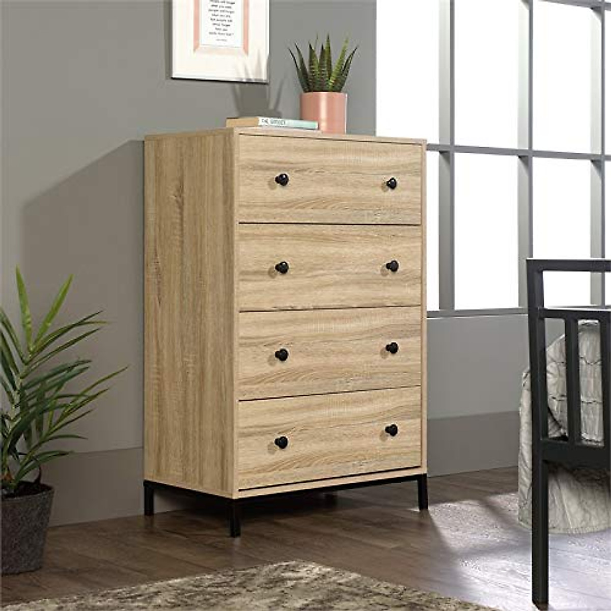 Sauder North Avenue Dresser, L: 26.61" x W: 15.83" x H: 40.08", Charter Oak Finish