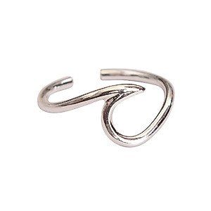 Handmade Wave Band Adjustable Toe Ring, 925 Sterling Silver, Thin Dainty Open Toe, Pinky or Knuckle Rings for Women, By MiYa Jewelry Creations