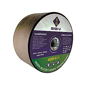 SIGNI 4 Inch Green Grinding Stone with 5/8-11 Thread (1 Pack, 4X2X5/8-11,120 Grit)