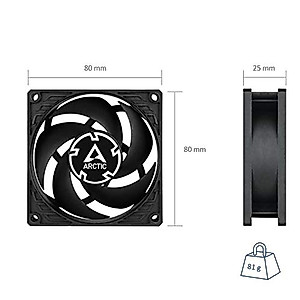ARCTIC P8 (5 Pack) - 80 mm Case Fan, Pressure-optimised, Quiet Motor, Computer, Fan Speed: 3000 RPM - Black