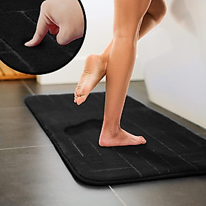 Effiliv Bathroom Rug Set 5 Piece - Memory Foam Bathroom Mat Set, Soft and Comfortable, Non-Slip Thick Absorbent Bath Mats, Machine Washable, Black