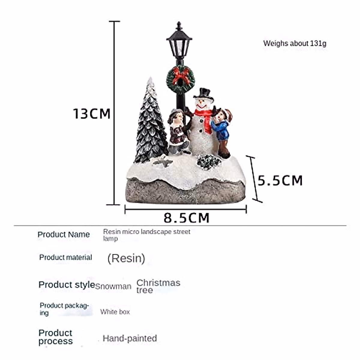 ADVNH Christmas Village Set Decorations, 2 Pieces of Resin LED Warm Lights Christmas Tree Figurines, Mini Snowman Christmas Decorations, Christmas Village House Gift Sets, Collectible Buildings (A)