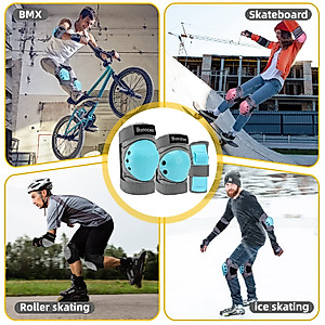 BOSONER Roller and Skating Pads for Kids-Youth-Adults: Knee Pads and Elbow Pads and Wrist Guards Set - Medium Size for Age 9-15