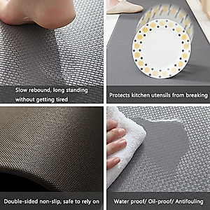 Kitchen Mat Runner Rug - 2 PCS, PU Waterproof Cushioned Anti-Fatigue Kitchen Carpet, Heavy Duty Oil-proof PVC Ergonomic Comfort Foam Rug (Color : Gray, Size : 17.3x29.5"+17.3x59")