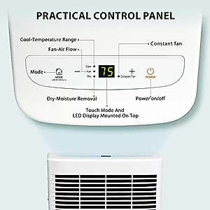 Euhomy Portable Air Conditioner 8000 BTU, Cools up to 300 Sq. Ft, 3-in-1 Portable AC Unit with remote, 24H Timer, Floor Air Conditioner with Installation Kit for Bedroom/Room, White.