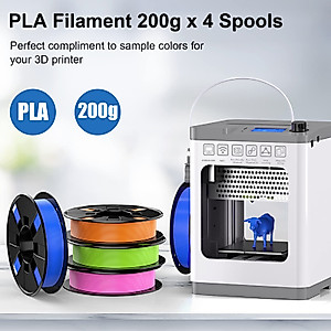ENTINA 4 Colors PLA 3D Printer Filament for Tina 2, Dimensional Accuracy +/- 0.02mm, 1.75MM 200G 3D Printer Filament Bundle for 3D Printers