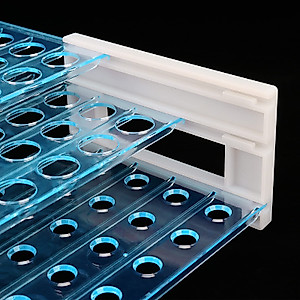 HEIHAK 10 Pack 50 Holes Plastic Test Tube Rack, Detachable Lab Test Tube Rack for 13mm -16mm Tubes, Science Test Tube Holder for Experiments, Candy Liquids Storage, Light Blue