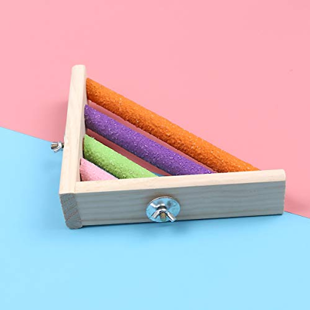 balacoo Bird Perch Platform Wooden Parrot Stand Birdcage Corner Playground Colorful Right Angle Perches for Parakeet Cockatiel Guniea Pig Small Animals Random Color