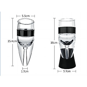 D&Slifei Wine Aerator Pourer and Decanter with Unique Aeration Device Enhances Flavors Wine with Smoother Finish, Best Gift for Wine Lovers and Sommeliers - Black