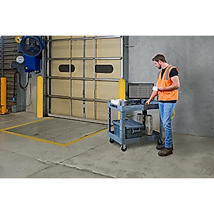 Rubbermaid Commercial Products Brute Heavy Duty 2-Shelf Utility/Service Cart, Medium, Lipped Shelves, Ergonomic Handle, 500 lbs. Capacity, Gray, for Warehouse/Garage/Cleaning/Maintenance/Stadiums