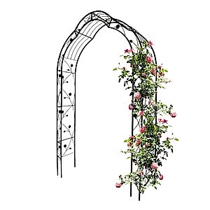 Metal Garden Arch 98.4" H Garden Arbor Trellis Climbing Plants Support Rose Arch Outdoor Lawn Wedding Party Events Archway Black