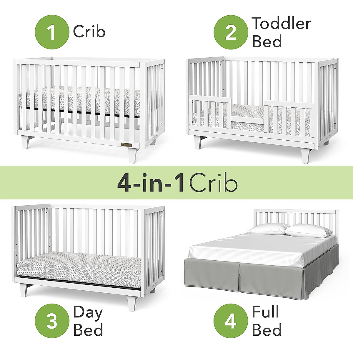 Forever Eclectic Tremont 4-in-1 Convertible Baby Crib by Child Craft (Matte White)