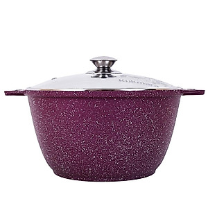 Cooking Pot Aluminum Pot with Glass Lid "Trendy style" (mystery) Cookware Kitchen Pot (6.3-qt. (6 L))