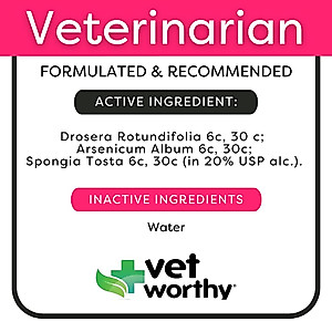Vet Worthy Kennel Cough Drops for Dogs - Dog Supplement for Dry Kennel Cough Relief - Dog Cough Remedy with Drosera Rotundifolia, Arsenicum Album, Spongia Tosta - 0.5oz