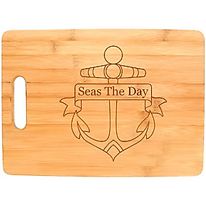 Customized Boating Gift Nautical Boat Name Anchor Personalized Big Rectangle Bamboo Cutting Board