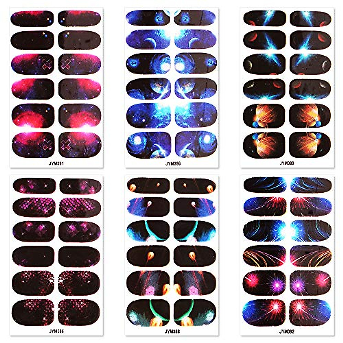 SILPECWEE 6 Sheets Starry Sky Galaxy Nail Polish Strips Self Adhesive Nail Wraps Nail Polish Stickers for Women Nail Art Stick on Nails with 1pc Nail File