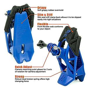 Dango Design Gripper Mount - Universal Clamp Mount for Action Cameras, Use as a Mount on Motorcycle, Powersports Helmets & More - Bomber Blue