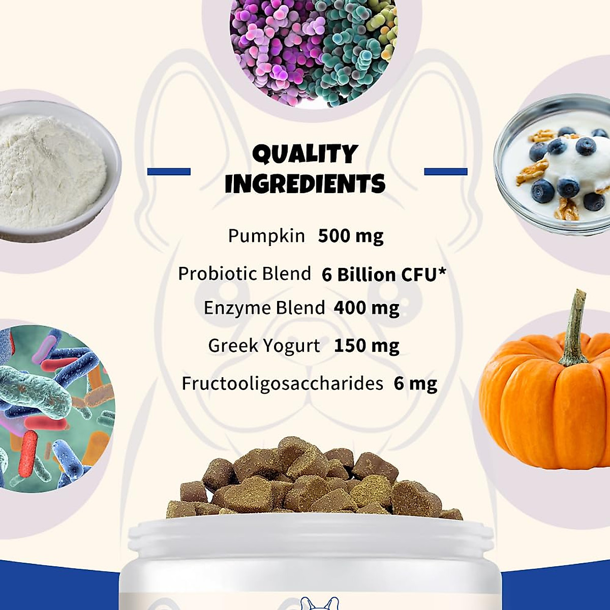 Baaww Probiotics for Dogs, Support Gut Health, Diarrhea, Seasonal Allergies, Paw Licking, Digestive Health Enzymes, 90 Pork Chews Allergy & Immune Supplement for Dogs Anal Gland Soft Chew Treats