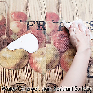 Stylish Cottage Kitchen Mat 0.35" Thick Anti Fatigue Cushioned Kitchen Rug Geometry 18"x48" Non Slip Waterproof Heavy Duty Kitchen Rugs and Mats for Floor Sink Home Office Desk Laundry Apple