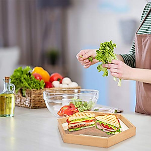 Prometis Hexagon Serving Decorative Tray Sturdy Wooden Handmade，Great for Dinner Tray/Coffee Table/Decoration Table