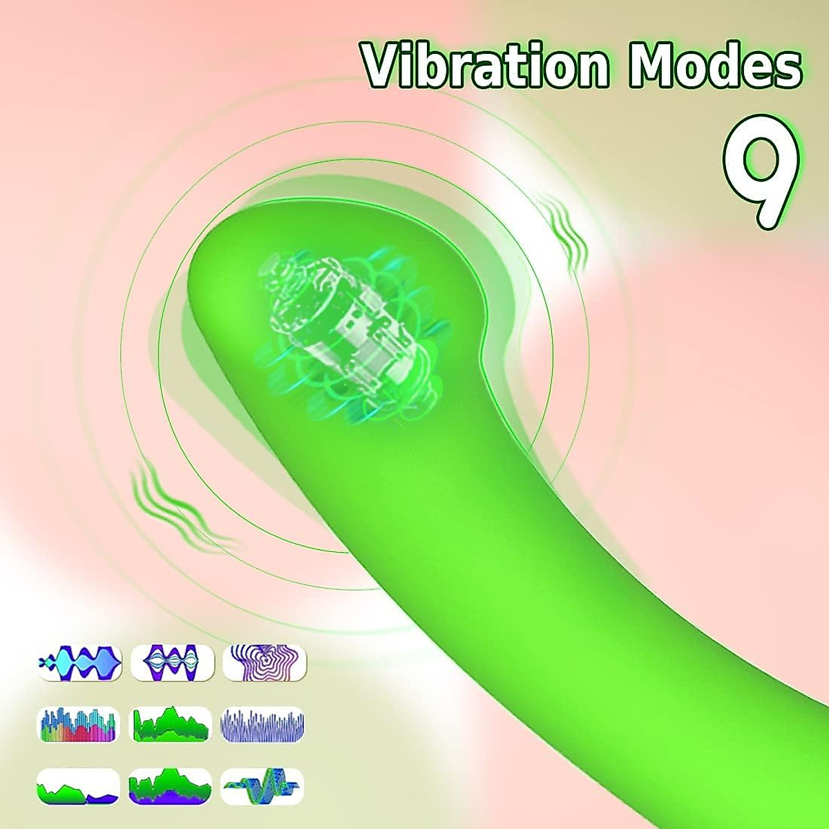 Clitoral G Spot Vibrator Sex Toy for Women,Personal Wand Massager with 9 Vibrating Modes,Waterproof Bullet Finger Anal Training Vibrators for Couple,Soft Silicone Dildo Adult Sex Toys&Game (Verdant)