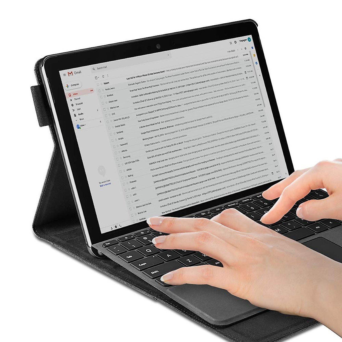 Spigen Stand Folio Designed for Microsoft Surface Go 4 Case (2023) / Surface Go 3 Case (2021) / Surface Go 2 Case (2020) / Surface Go Case (2018) with Pen Holder - Charcoal Gray
