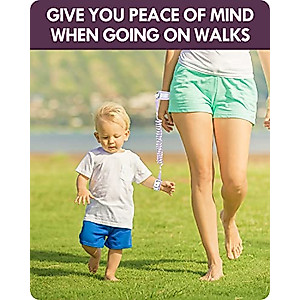 LilKisThk Child Leash, Backpack Leash for Toddlers 2 Pack, Kid Leashes Safety Harness with Key Lock, Baby Leashes Anti Lost Wrist Links (Blue+Purple)