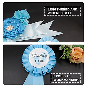 Pink Baby Shower Sash and Pin, Maternity Sash and Mommy Daddy Corsage Set Girl, Pearls Flowers Pregnant Sash Belt, Mom and Dad to be Badge Tinplate for Gender Reveal Party