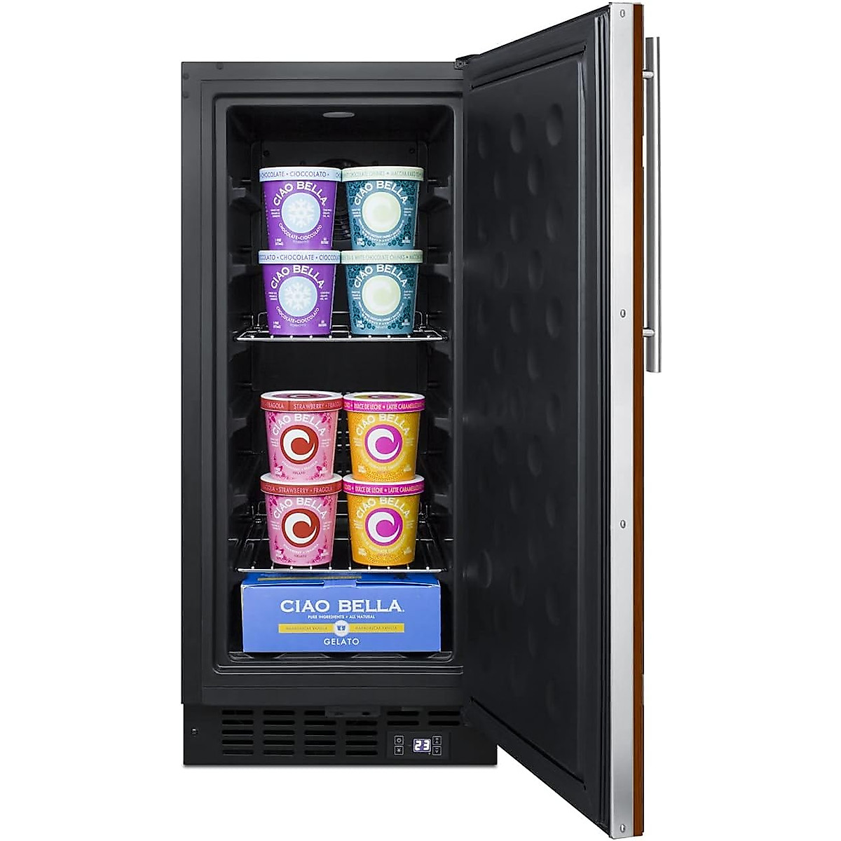 Summit SCFF1533BIF Cabinet Freezer with 2.45 cu. ft. Total Capacity Frost Free Operation Adjustable Chrome Shelves Sabbath Mode Setting and 100% CFC Free in Panel
