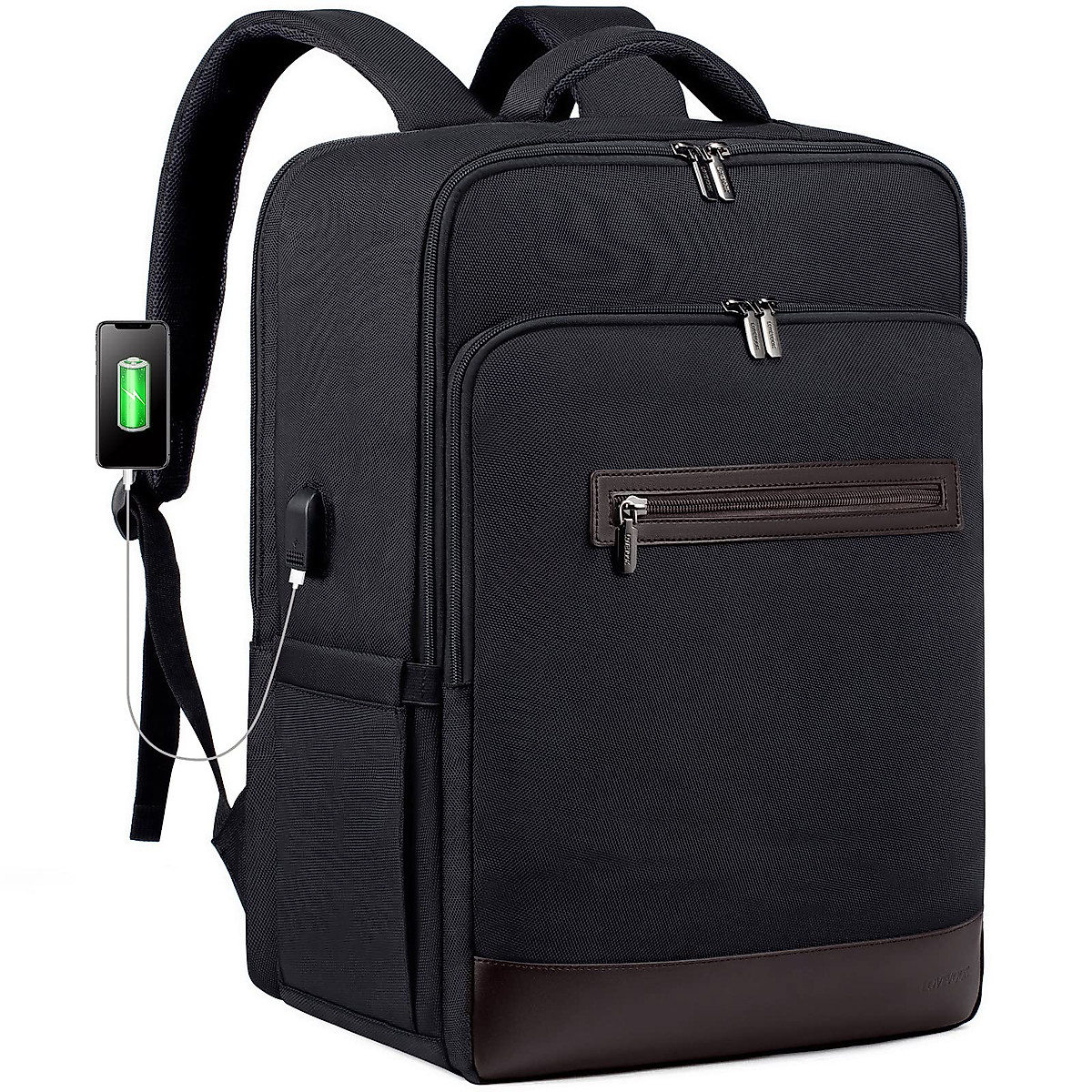 LOVEVOOK Laptop Backpack for Men, Waterproof Work Computer Backpack, Anti Theft Travel Business Backpack with USB Charging Port for Womens, College Backpack Fits 17 Inch Laptop, Black