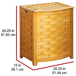 Oceanstar BHV0100N Bowed Front Veneer Laundry Wood Hamper, Natural Finished