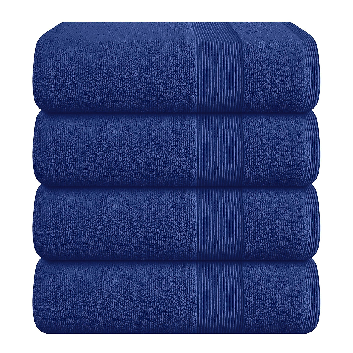 Belizzi Home 4 Pack Bath Towel Set 27x54, 100% Ring Spun Cotton, Ultra Soft Highly Absorbent Machine Washable Hotel Spa Quality Bath Towels for Bathroom, 4 Bath Towels - Navy Blue