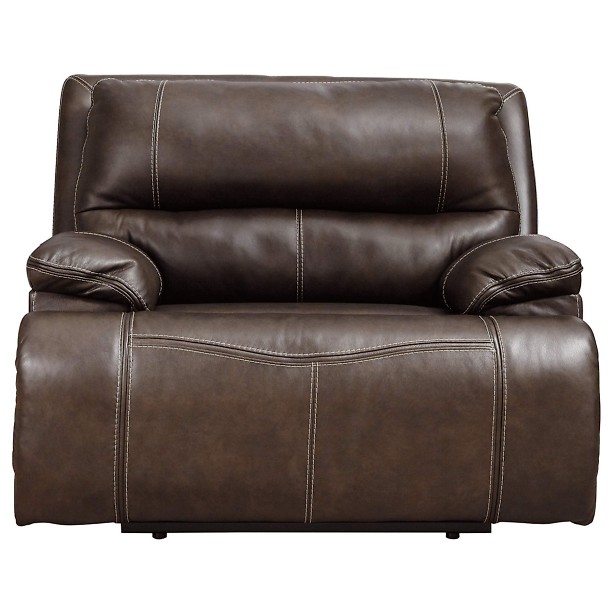 Signature Design by Ashley Ricmen Leather Adjustable Oversized Power Recliner with USB Charging, Dark Brown