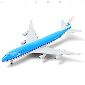 QIYUMOKE 747 NL-KLM Airplane Model Kits -1/300 Boeing 747 Diecast Metal Model Plane for Adult (with Stand) Airlines Model for Aviation Enthusiasts Gifts or Display Collections -8 inches L