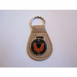 FIREBIRD OR TRANS-AM RED BIRD LOGO LEATHER KEYCHAIN - BEIGE