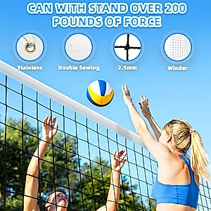 Professional Volleyball Net,Pool Volleyball Net with Aircraft Wire Rope, 32 FT x 3 FT, for Indoor and Outdoor (No Poles)