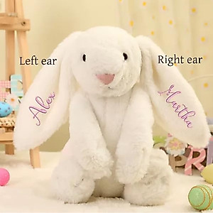 Custom Easter Bunny Custom Bunny Stuffed Animals With Child's Name Handmade Personalized Plush Rabbit Toy for Girls Boys Kids