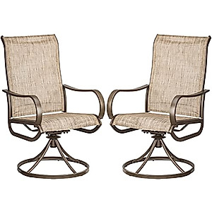Patio Swivel Dining Chairs Set of 2 Outdoor Kitchen Patio Stools and Bar Height Chairs Outdoor Indoor Banquet Furniture Metal Chair with Textilene Mesh Fabric for Backyard Lawn Pool Garden Deck