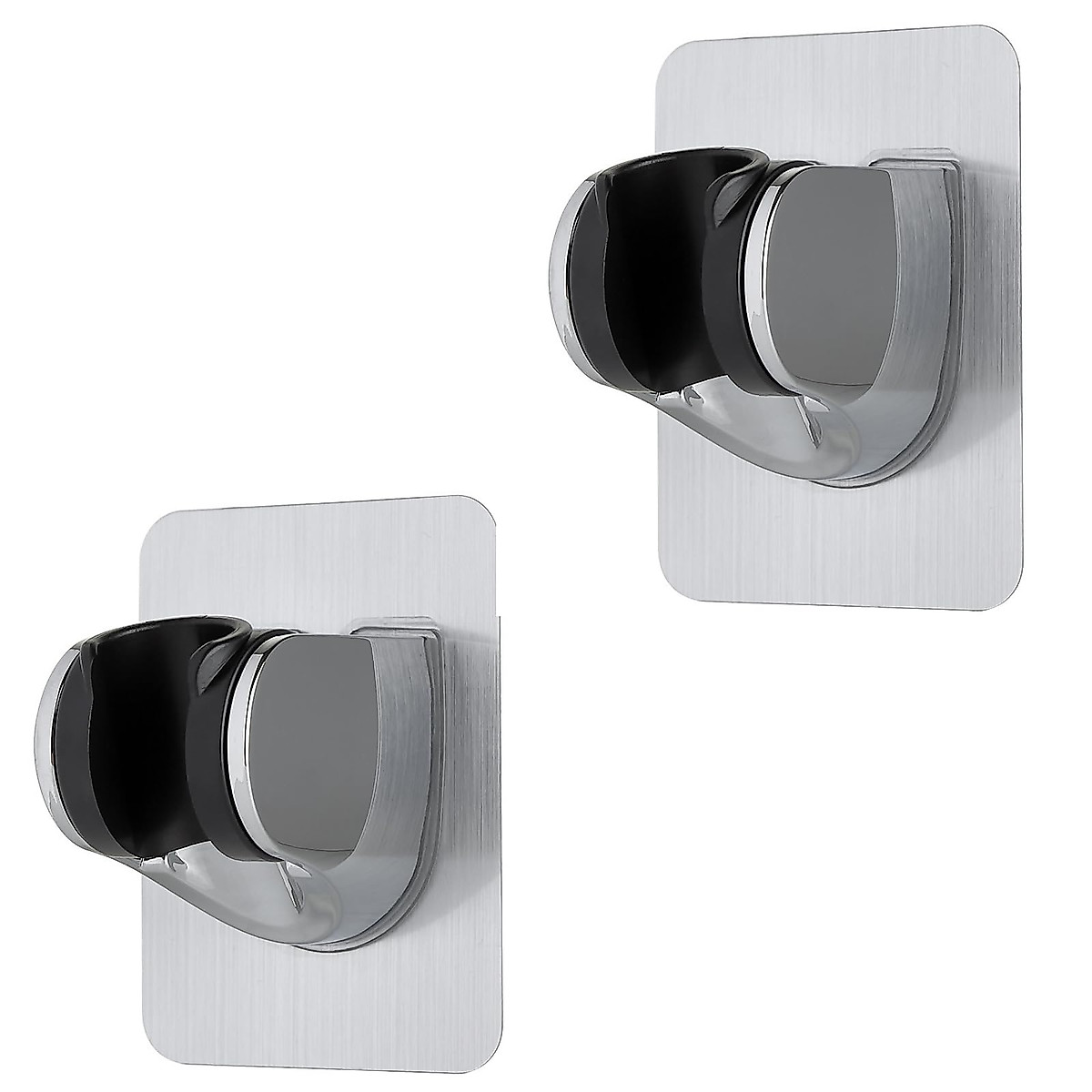 2 pcs Strong Adhesive Chrome Shower Head Holder Adjustable Shower Wand Holder,Handheld Shower Head Wall Mount Bracket Showerhead & Bidet Sprayer Bracket for Bathroom