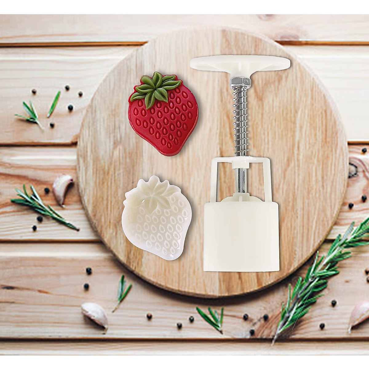 Pink Chinese flower moon cake press mold, hand pressed mooncake dessert DIY, moon cake puff pastry press mold with stamp DIY (1 Apple Stamp-1)