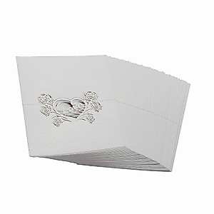 BinaryABC Wedding Party Table Name Place Cards with Rose Love Heart,50pcs - White