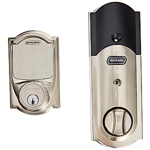 SCHLAGE BE479AA V CAM 619 Satin Nickel Sense Smart Deadbolt with Camelot Trim
