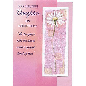 Tall Daisy with Glitter in White Frame Die Cut: Daughter - Designer Greetings Birthday Card