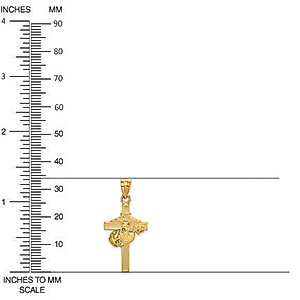 Diamond2Deal 14K Yellow Gold Marine Corps Religious Crucifix Cross Pendant Fine Jewelry for Women (L- 30 mm W- 15 mm)