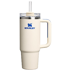 Stanley Quencher H2.0 Tumbler with Handle and Straw 30 oz | Flowstate 3-Position Lid | Cup Holder Compatible for Travel | Insulated Stainless Steel Cup | BPA-Free | Cream Royal