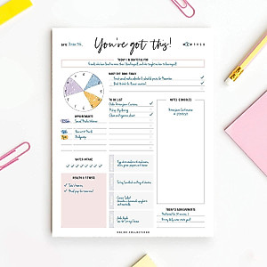 Bliss Collections Daily Planner, You've Got This, Undated Tear-Off Sheets Notepad Includes Calendar, Organizer, Scheduler for Goals, Tasks, Ideas, Notes and To Do Lists, 8.5"x11" (50 Sheets)