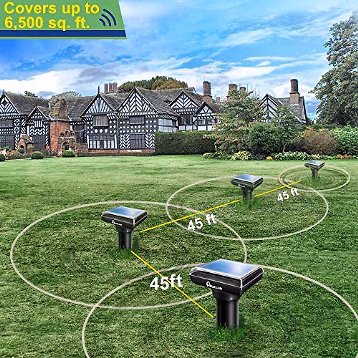 Apello 2 Pack Mole Repellent Solar Mole Repeller Vole Deterrent Gopher Repellent Ultrasonic Chipmunk Repellent Outdoor No Mole Killer Harm to Your Yard