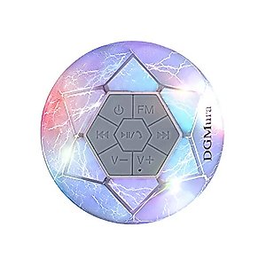 Vivianus Small Bluetooth Shower Speaker with LED Tattoo in Diamond Shape,1000mAH Rechargeable Battery, Wireless Speaker with TWS, Subwoofer Sound Effect,White