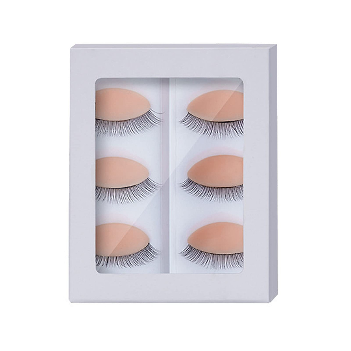 3 Pairs Replaced Eyelids Silicone Double Eyelashes Replacement Eyelids for Mannequin Head Practice Removable Eyelids with Double Layer Eyelashes Eyelash Extension Practice Eyelid (Pink)