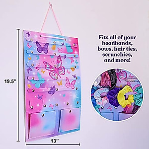 FROG SAC Bow and Headband Holder, Butterfly Hair Accessories Organizer for Girls, Hair Clip Accessory Organizers for Kids, Toddler Baby Wall Hanging Head Band Hairbow Bows Hangers for Closet Door